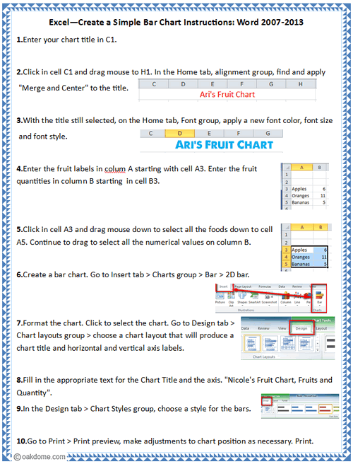 Excel Lesson Plan A Simple Bar Chart K 5 Computer Lab Technology 
