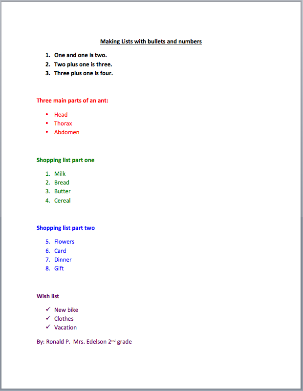 Making Numbered And Bulleted Lists K 5 Computer Lab Technology Lessons Making Numbered And Bulleted Lists K 5 Computer Lab Technology Lessons